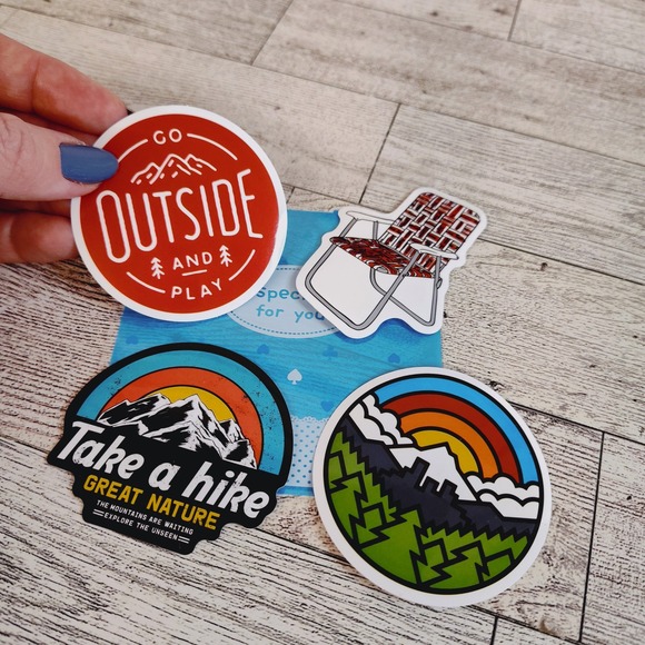 Design | Outdoor Adventure Stickers Camping Hiking Nature Rainbow Decal ...